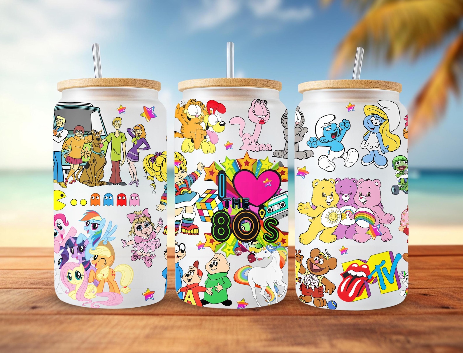 80s Cartoon Glass Can Wrap, 16oz Libbey, PNG (digital Download) - Etsy