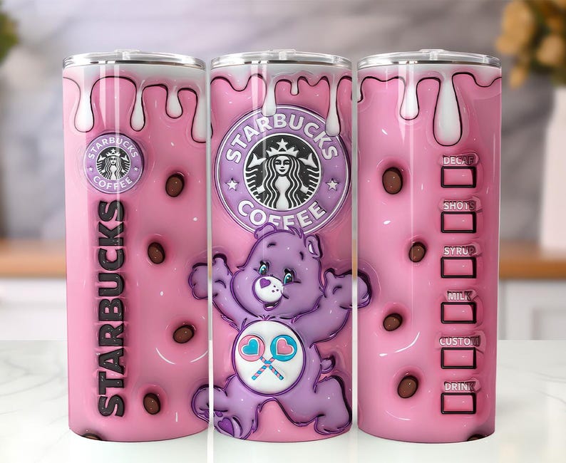 3D Puffy Bear Tumbler Wrap, Sublimation Design (digital Download ...