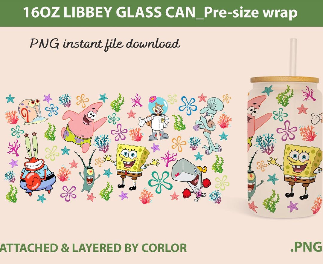 Cartoon 16oz Libbey Glass Can Wrap PNG (digital Download) - Etsy