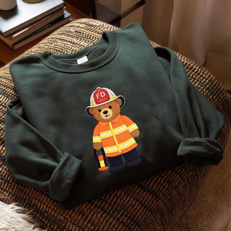 Firefighter Teddy Bear Embroidery Design, Fireman Bear FD 911, First ...