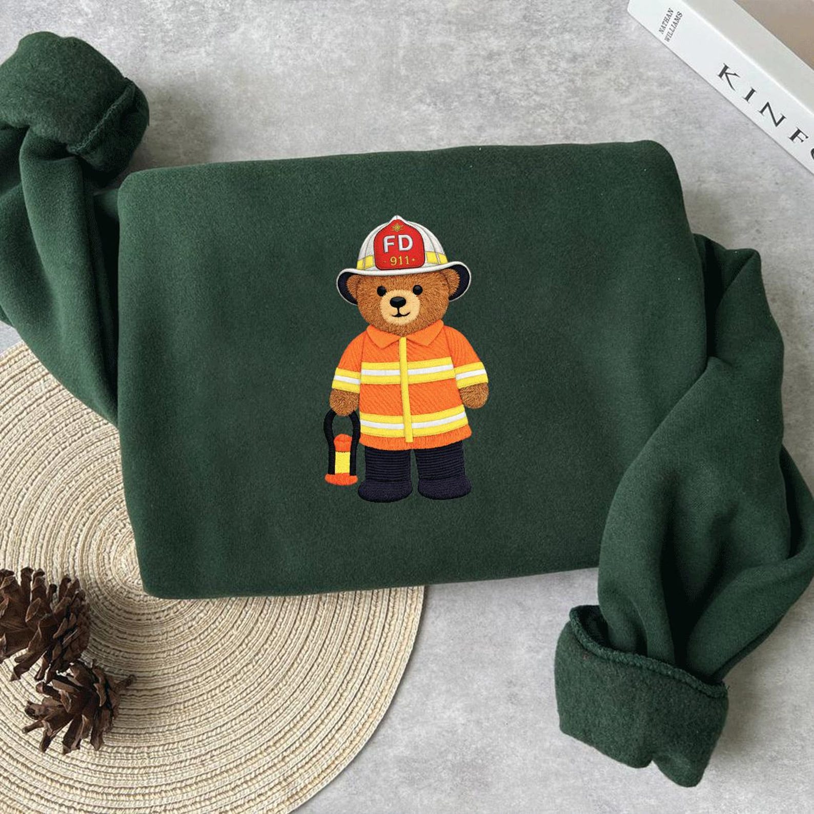 Firefighter Teddy Bear Embroidery Design, Fireman Bear FD 911, First ...