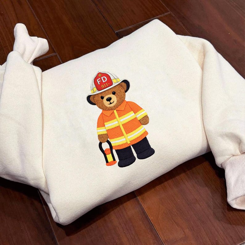 Firefighter Teddy Bear Embroidery Design, Fireman Bear FD 911, First ...