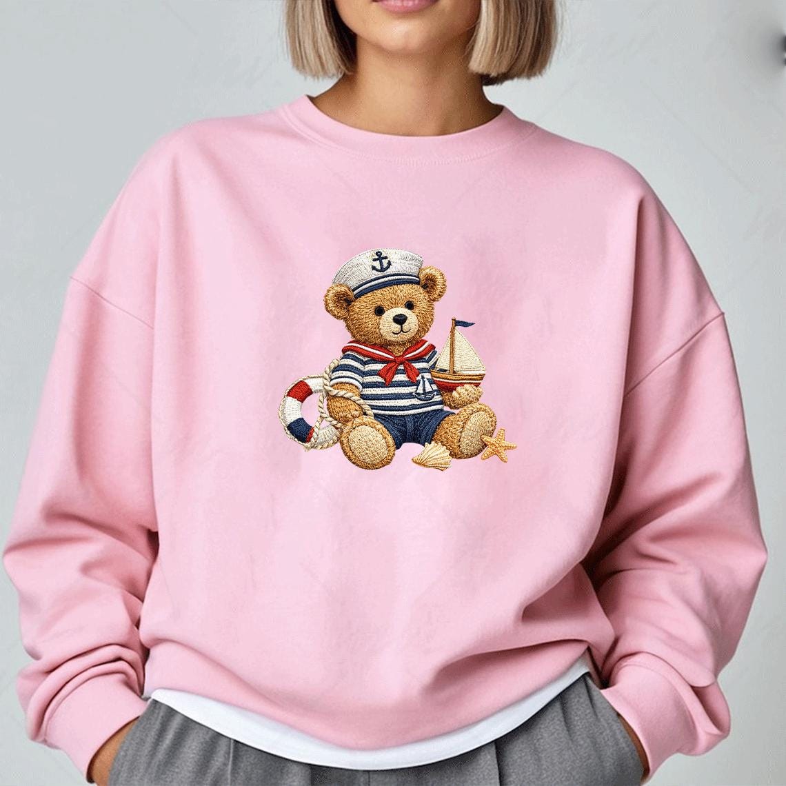 Nantucket Teddy Bear Embroidery Design, Nautical Sailor Bear Embroidery ...