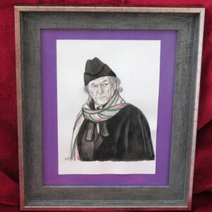 First Doctor William Hartnell Original Small A5 Watercolour Painting ...