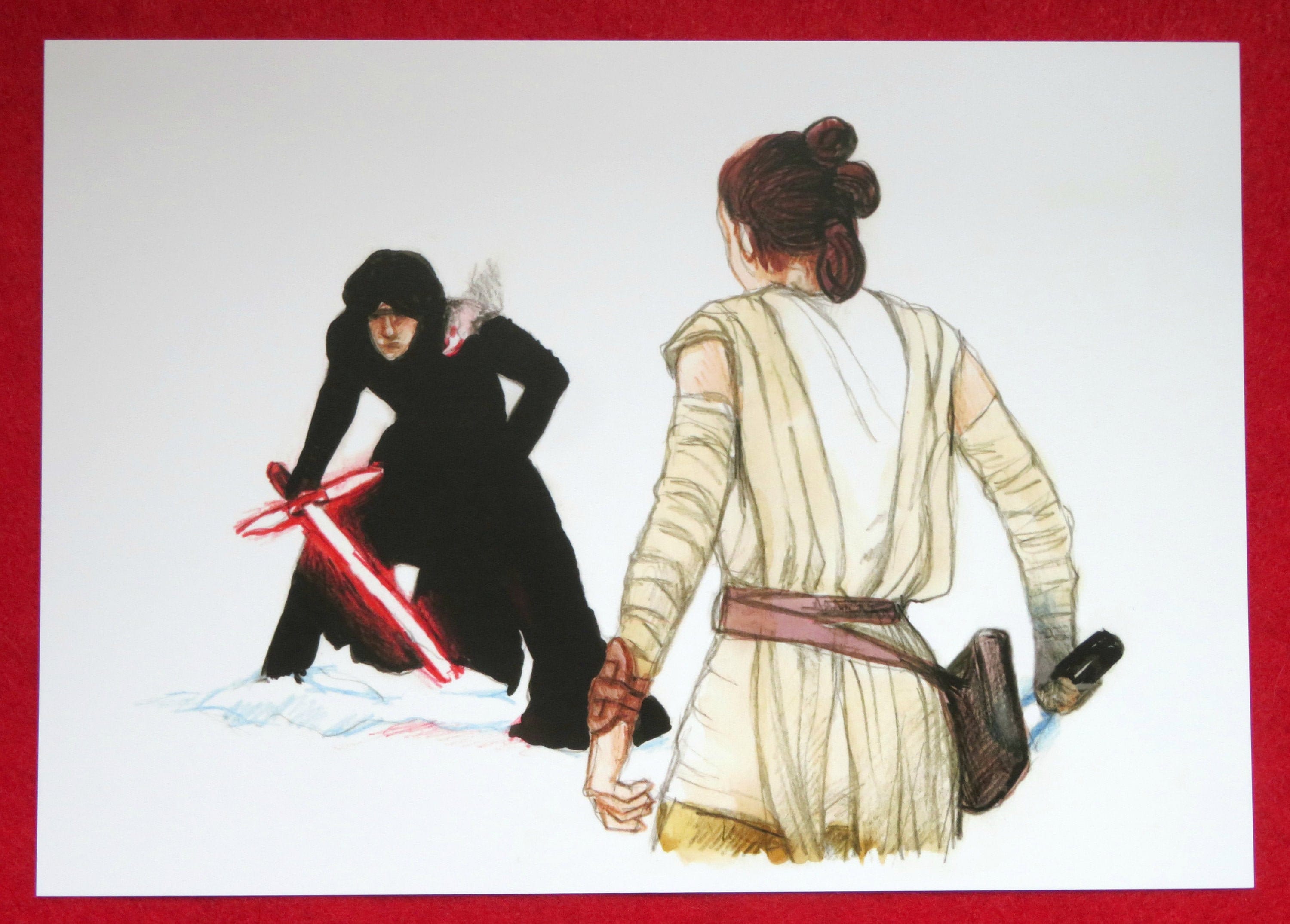 Reylo Kylo Ren and Rey Skywalker Duel Lighstaber Fight Scene Star Wars ...