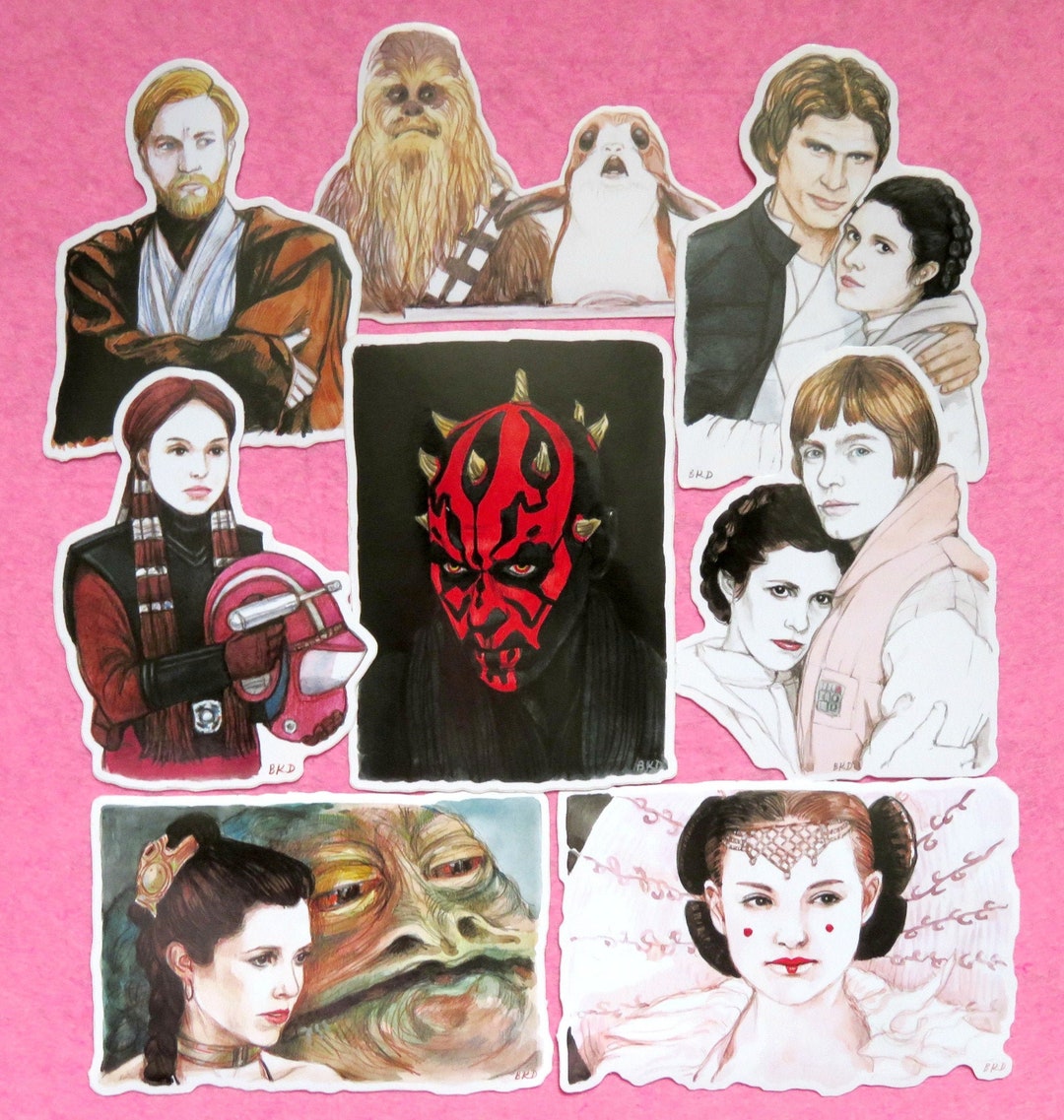 Star Wars Stickers Princess Leia Luke Skywalker Han Solo Padme Amidala ...
