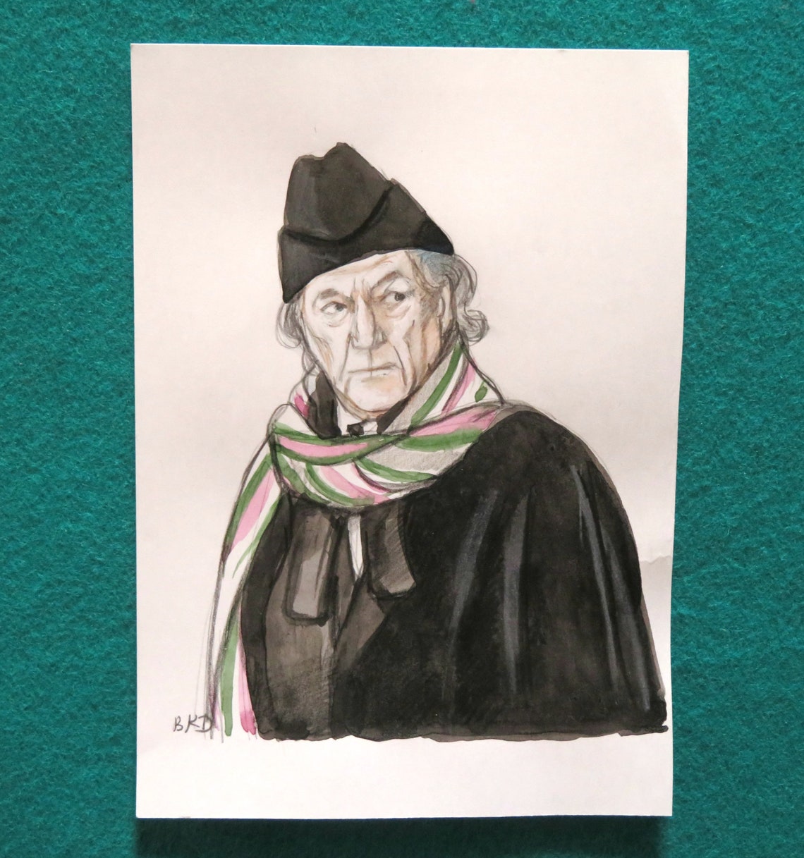 First Doctor William Hartnell Original Small A5 Watercolour - Etsy