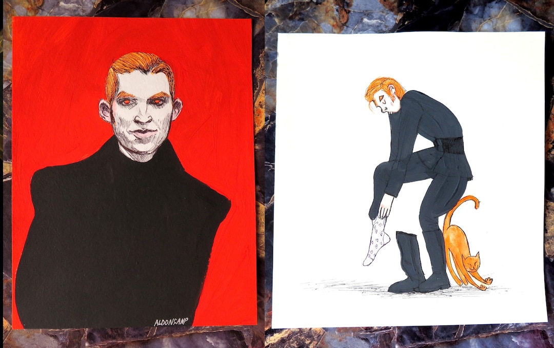 Armitage Hux Star Wars Small Original Art Gel Pen Smiling General Hux ...
