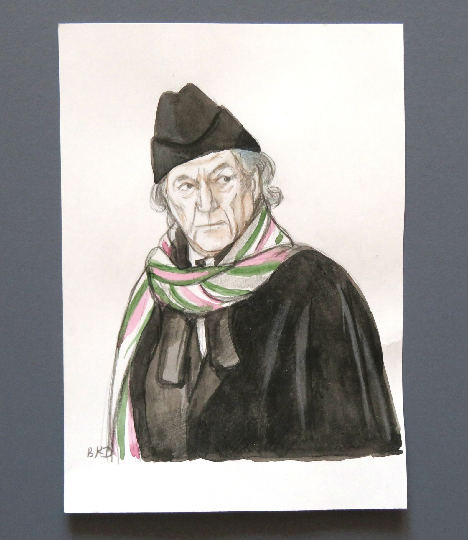 First Doctor William Hartnell Original Small A5 Watercolour - Etsy