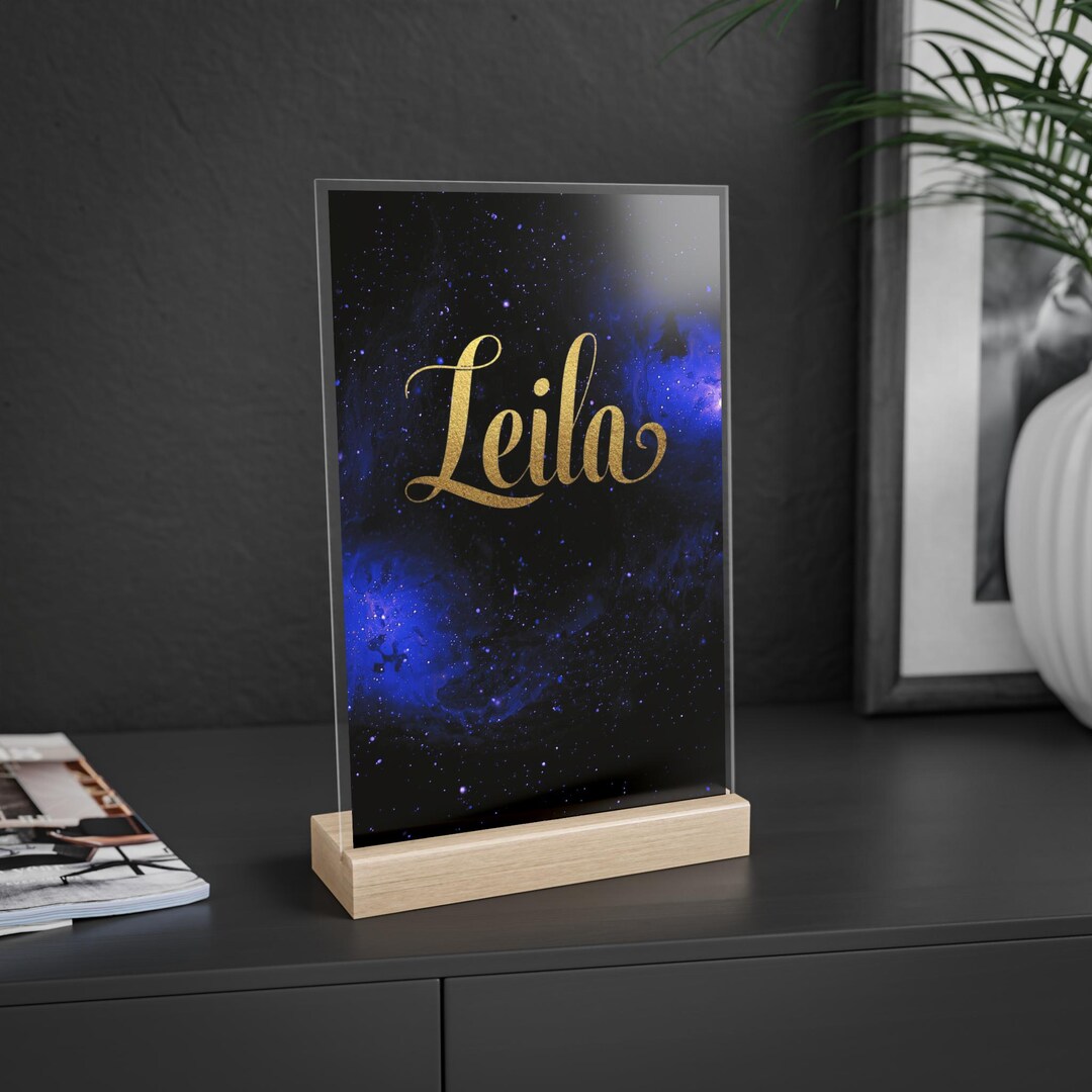 Gold Script Name on Galaxy Background Acrylic Sign - Etsy