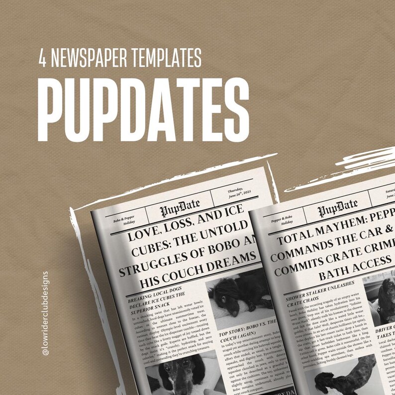 Pupdate Newspaper Template | Editable Dog Newsletter Canva Template - Etsy