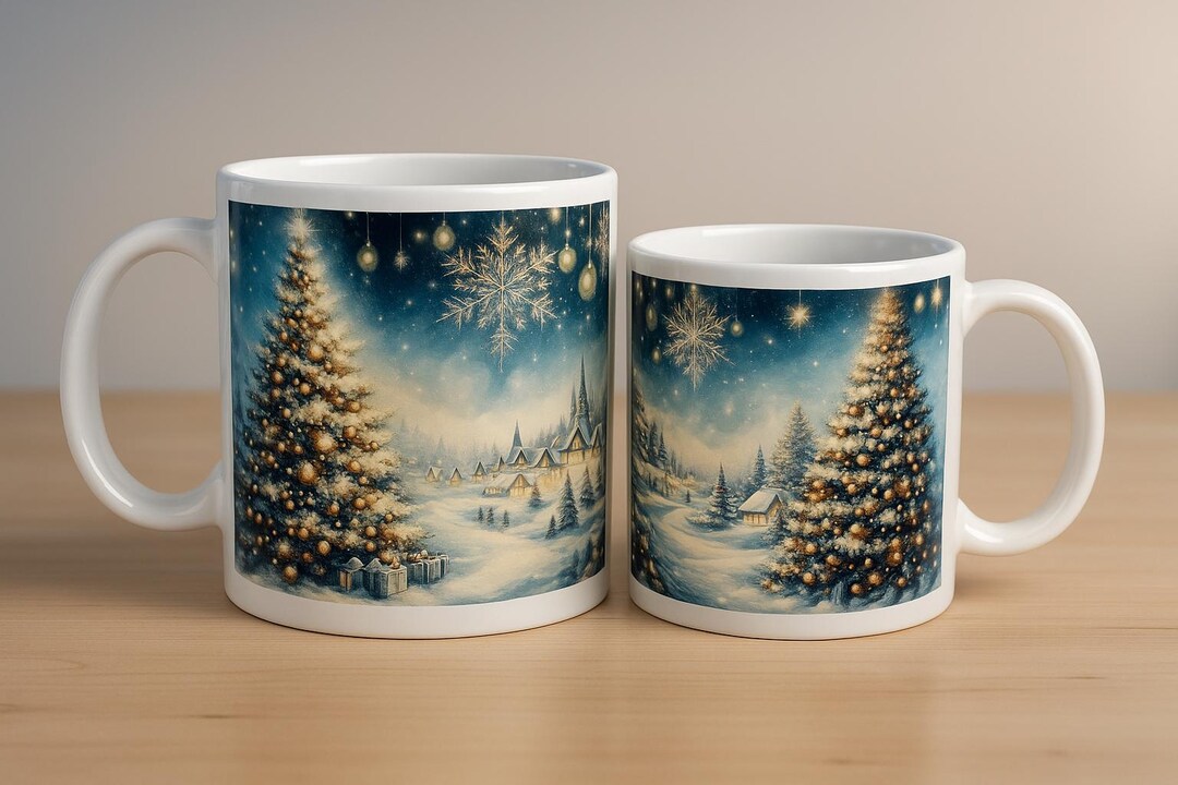 Christmas Tree Winter Wonderland Mug Set Holiday Coffee Mug 11 Oz 15 Oz ...