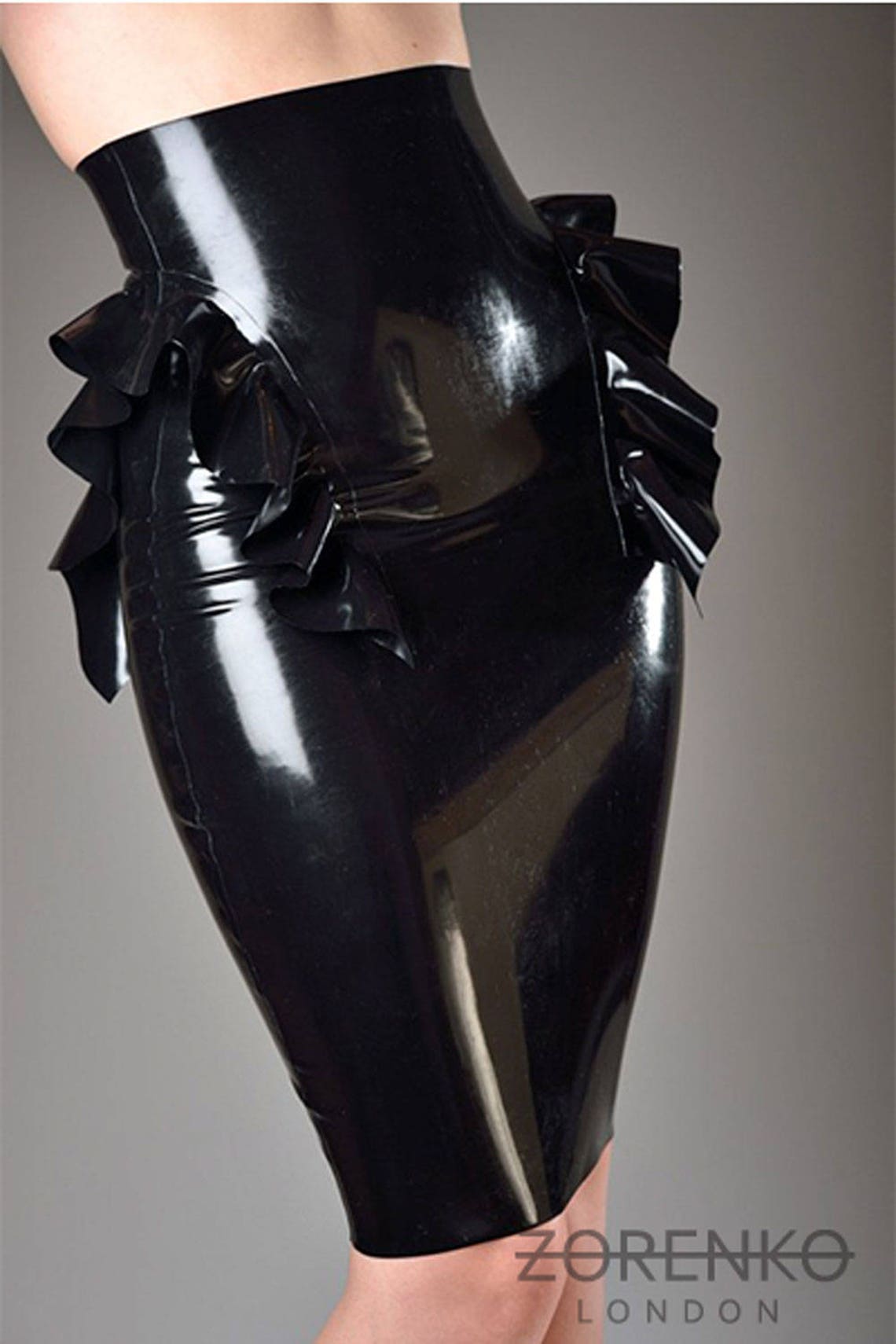 Highwaisted Latex Peplum Skirt - Etsy UK