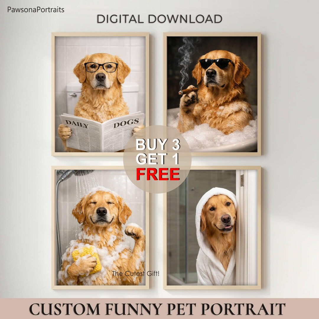 Custom Funny Pet Portrait | Personalized Digital Pet Art From Photo ...