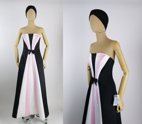80s Colorblock Party Maxi Dress / Prom Dress / Jessic… - Gem