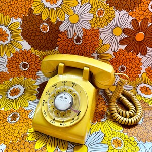 Vintage Yellow Rotary Telephone/ Retro Phone/ Yellow Decor/ Vintage ...