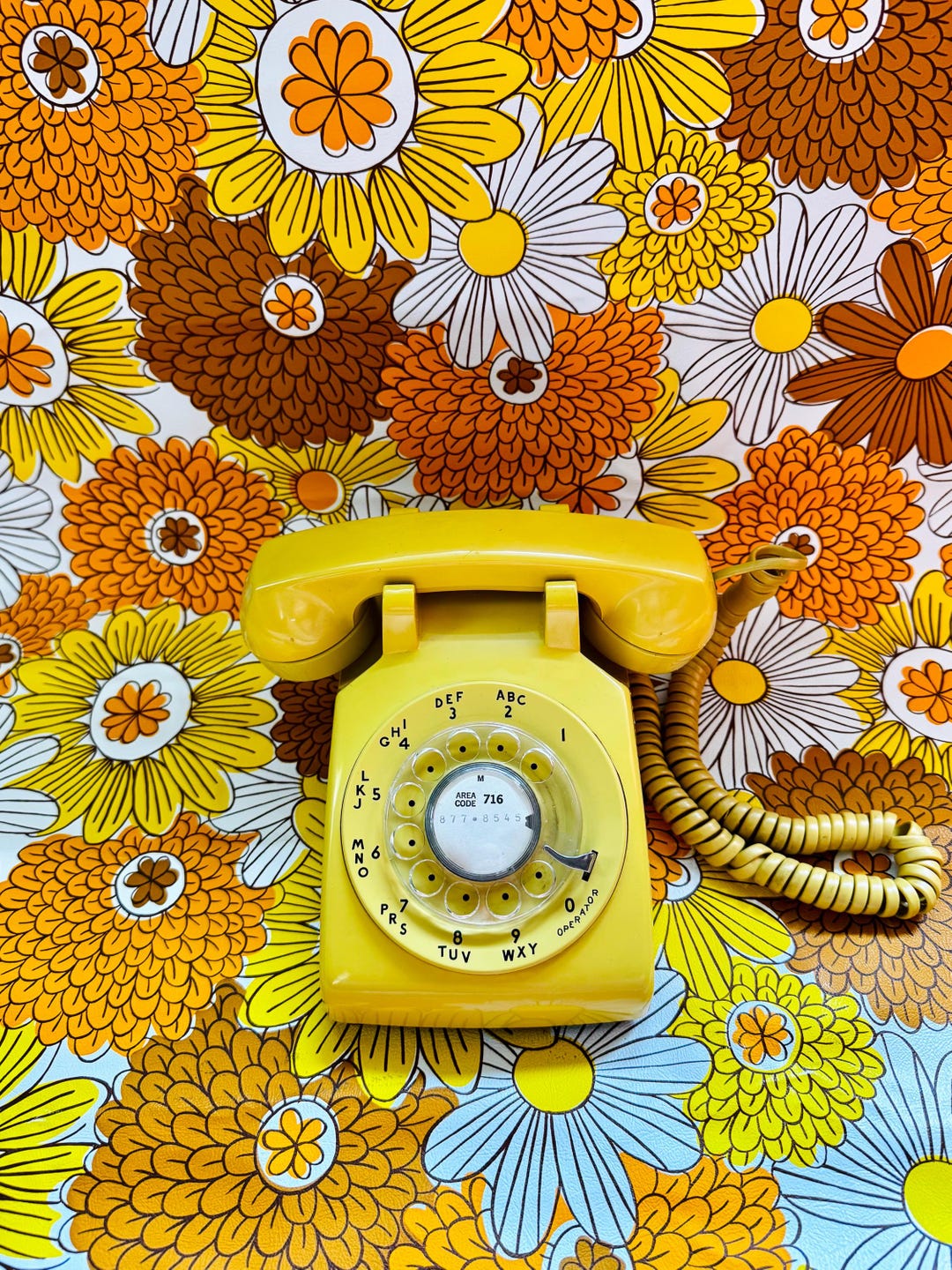 Vintage Yellow Rotary Telephone/ Retro Phone/ Yellow Decor/ Vintage ...