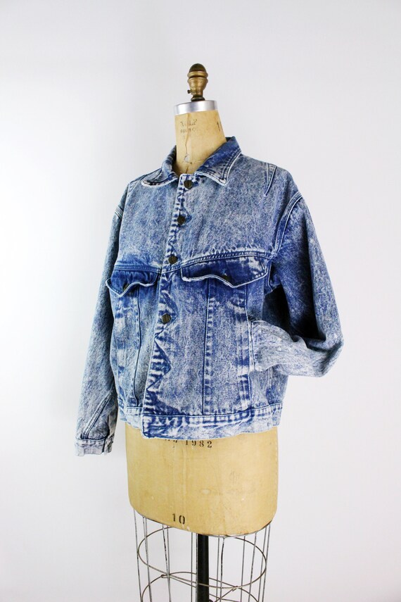 80s Acid Wash Jean Jacket / 1980s Acid Wash Denim Jac… - Gem