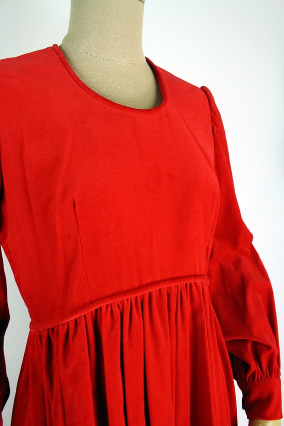 60s Red Velvet Maxi Dress / Balloon Sleeves / 60s Par… - Gem