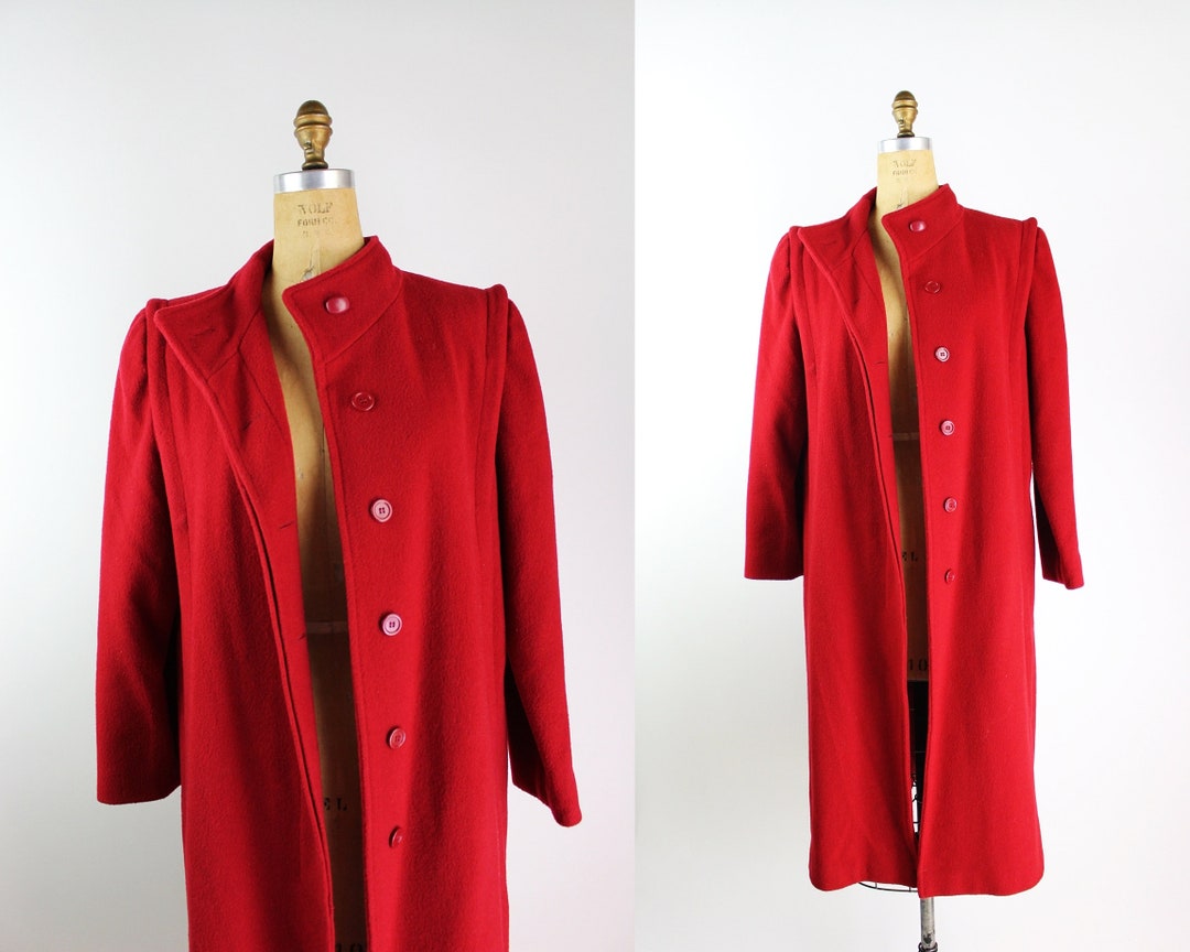 80s Red Coat / Vintage Coat /vintage Wool Coat / 1980s /red Structured ...
