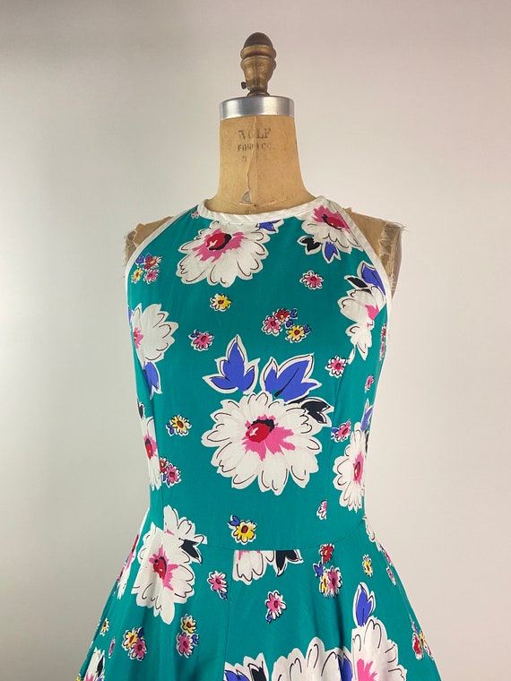 80s Floral Lanz Dress / 80s Open Back Dress / Vintage… - Gem