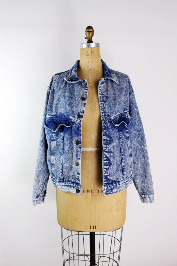 80s Acid Wash Jean Jacket / 1980s Acid Wash Denim Jac… - Gem