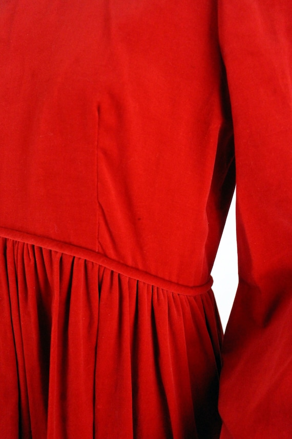 60s Red Velvet Maxi Dress / Balloon Sleeves / 60s Par… - Gem