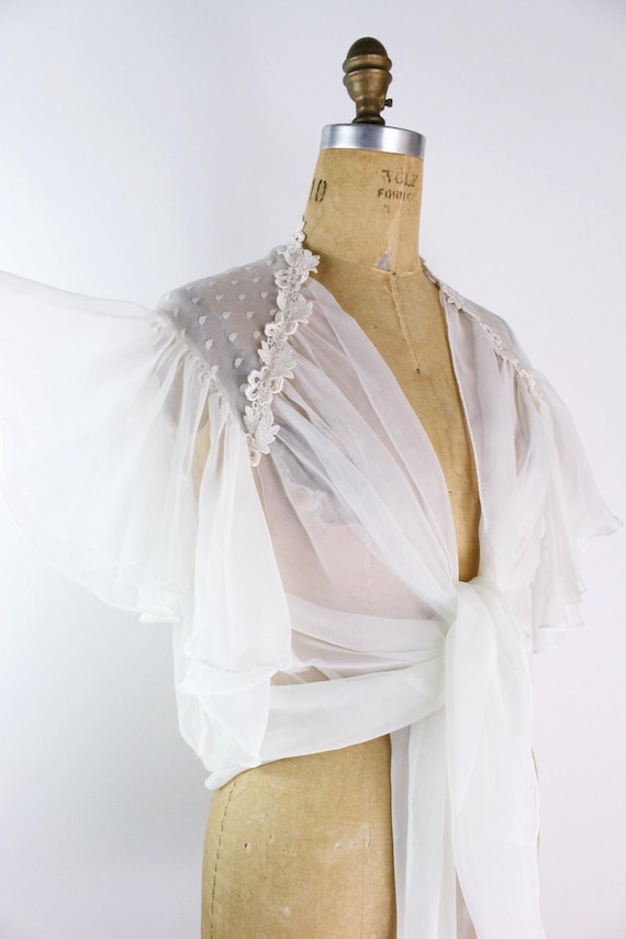 80s White Sheer Robe / Vintage Lingerie / Sheer Camis… - Gem