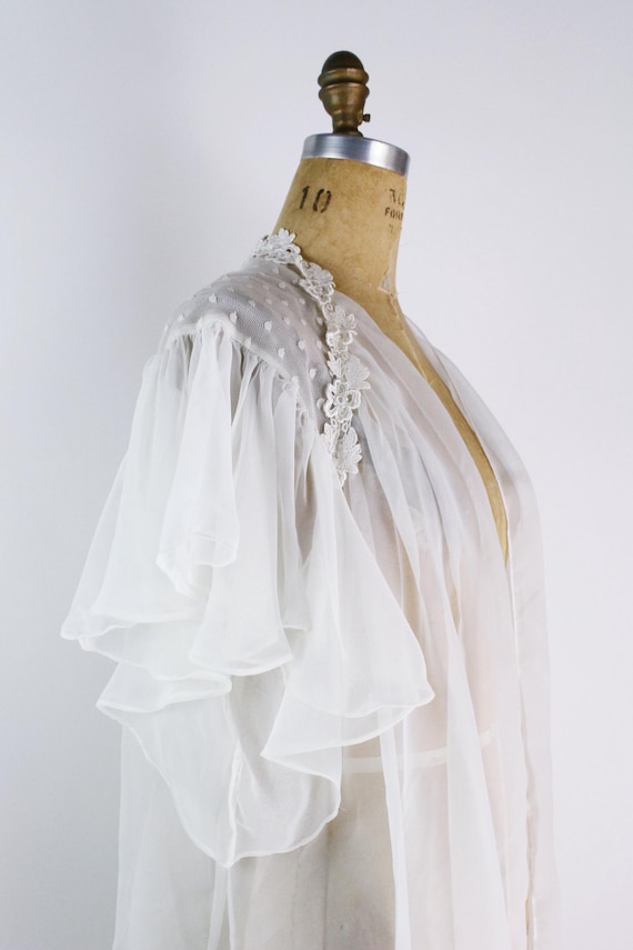80s White Sheer Robe / Vintage Lingerie / Sheer Camis… - Gem