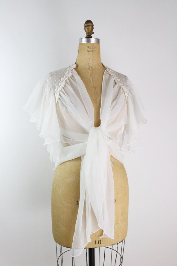 80s White Sheer Robe / Vintage Lingerie / Sheer Camis… - Gem