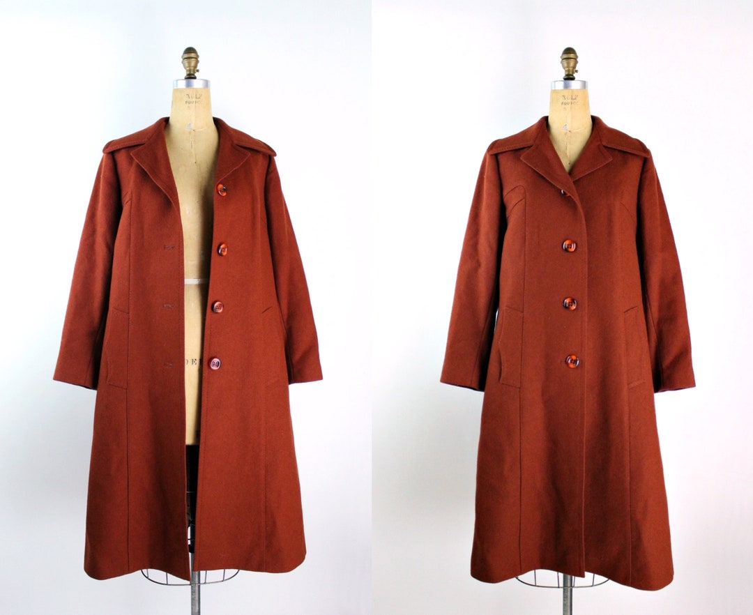 60s Terra Cotta Wool Coat / Vintage Beau Brem Coat /vintage Wool Coat ...