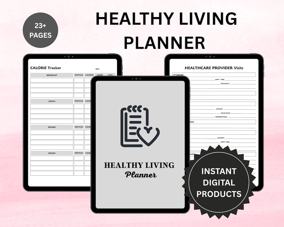 Healthy Living Planner Printable | Healthy Lifestyle Tracker | Fitness ...