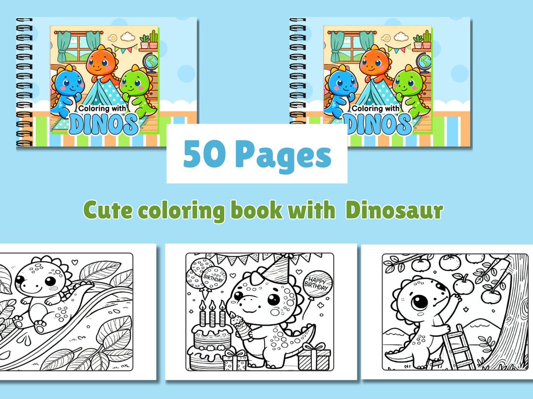 Dinosaur Coloring Book for Kids, 50 Printable Pages | Dinos Activity ...