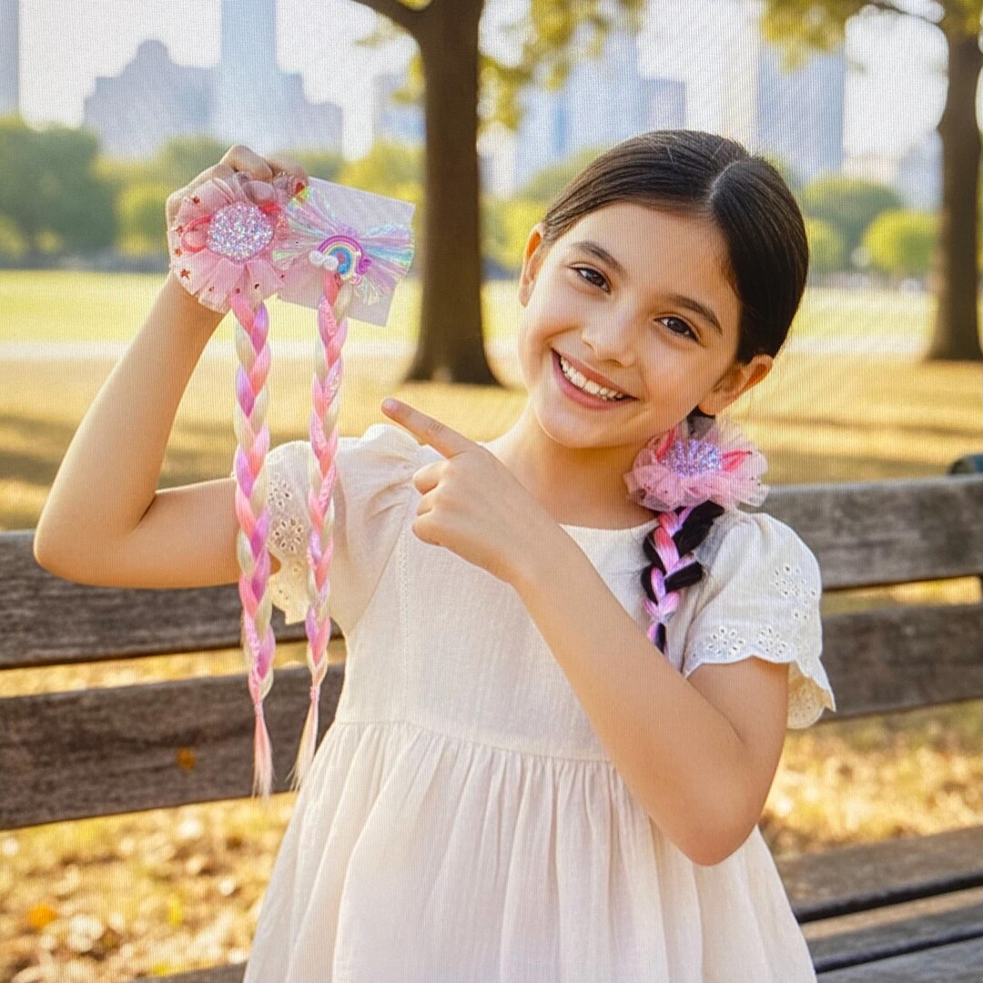 Colorful Braided Hair Extensions for Toddler - Rainbow Clip-in Ponytail ...
