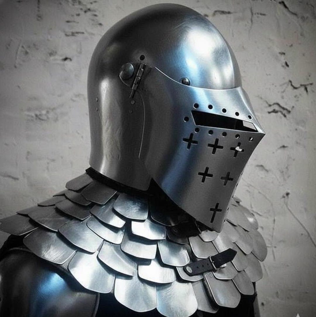 18G Steel Medieval Bascinet Closed Armor Helmet | Handmade Burgonet ...