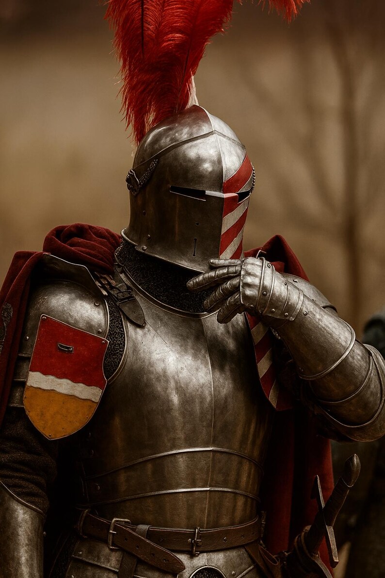Royal Knight Full Armor Set: Mild Steel Barbuta, LARP Cosplay Costume ...