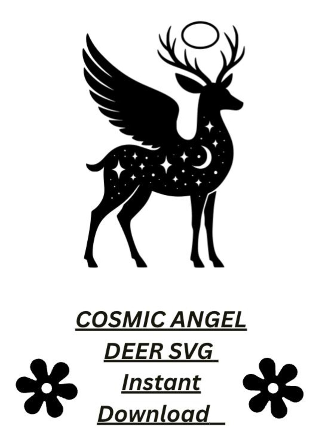Cosmic Angel Deer SVG – Celestial Reindeer Silhouette, Fantasy ...