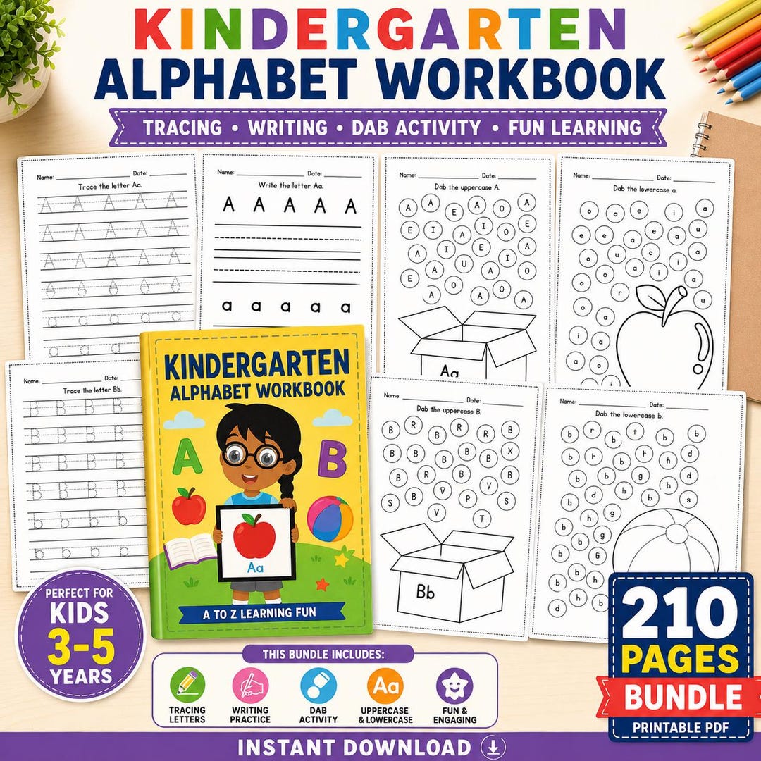 Preschool Pre-k Kindergarten Alphabet Workbook Bundle | 210 Pages ...