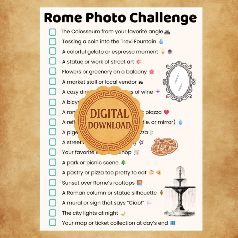 Rome Scavenger Hunt Printable | Travel Game for Families, Couples ...
