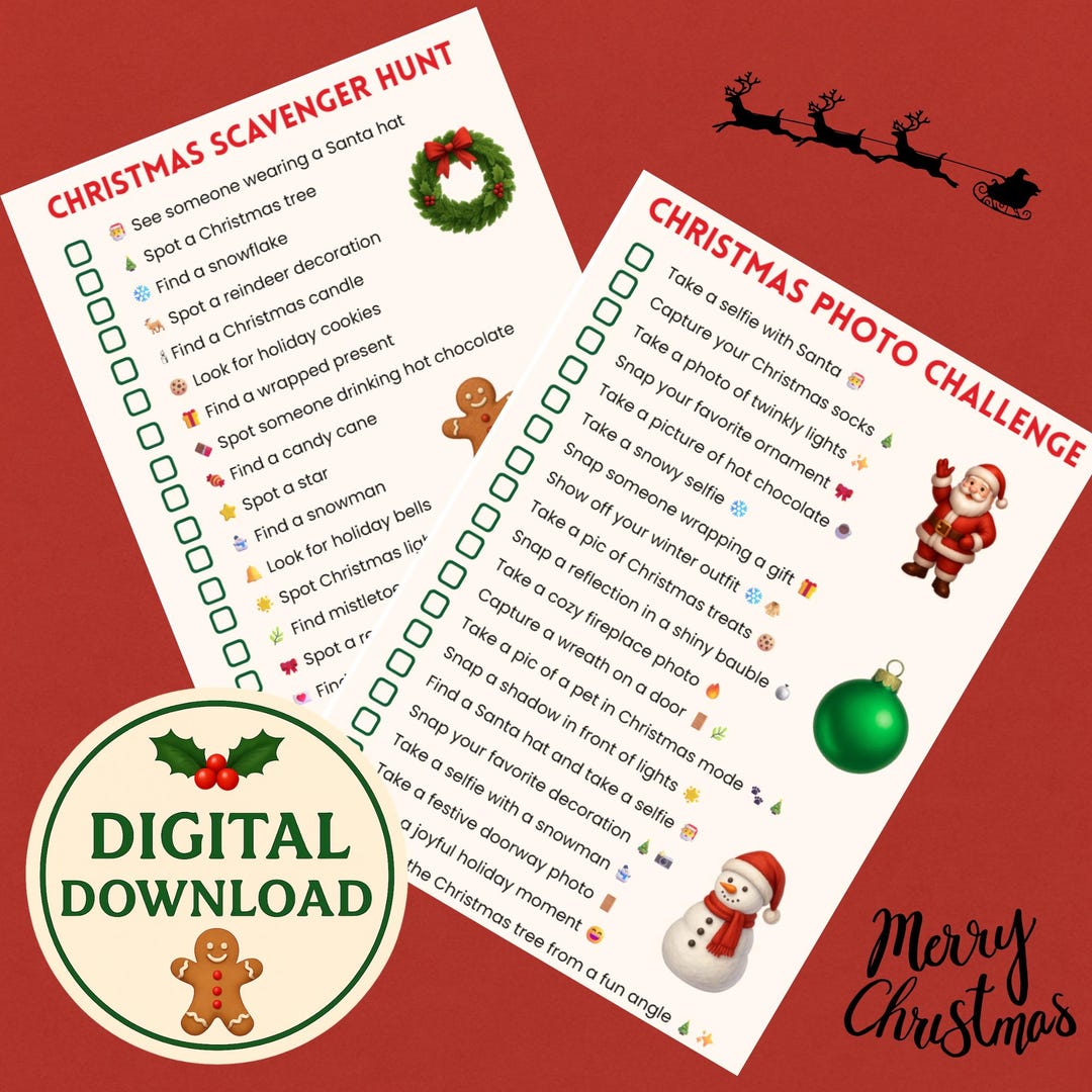 Christmas Scavenger Hunt Printable, Holiday Photo Challenge, Kids Christmas Game, Family Party ...