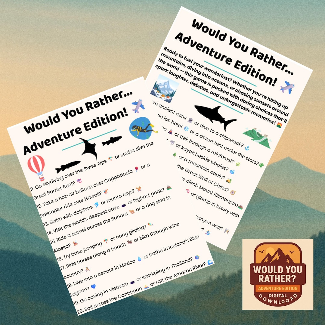 Would You Rather? Adventure Edition – Travel Game Printable | Fun ...