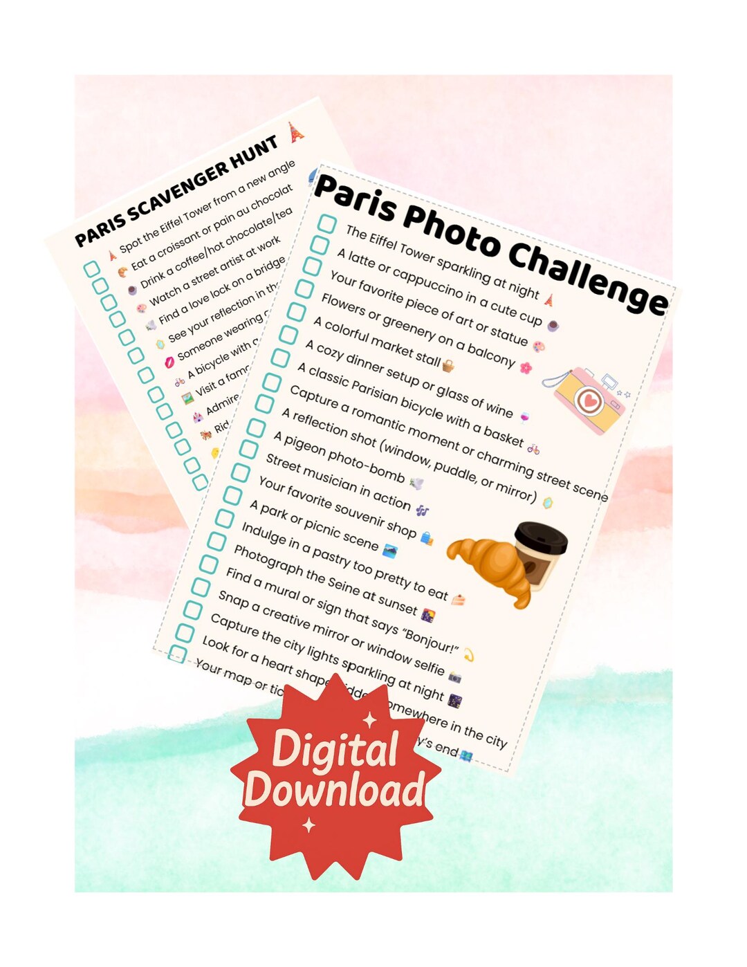 Paris Scavenger Hunt Printable | Travel Game for Kids & Adults | Fun ...