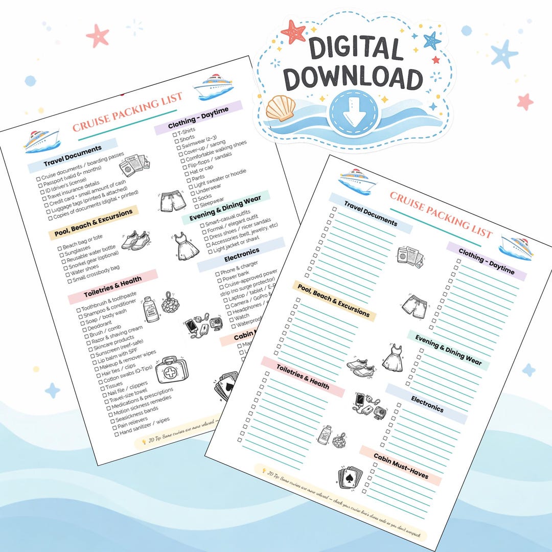 Cruise Packing List Printable | Cruise Checklist PDF | Cruise Trip Prep ...