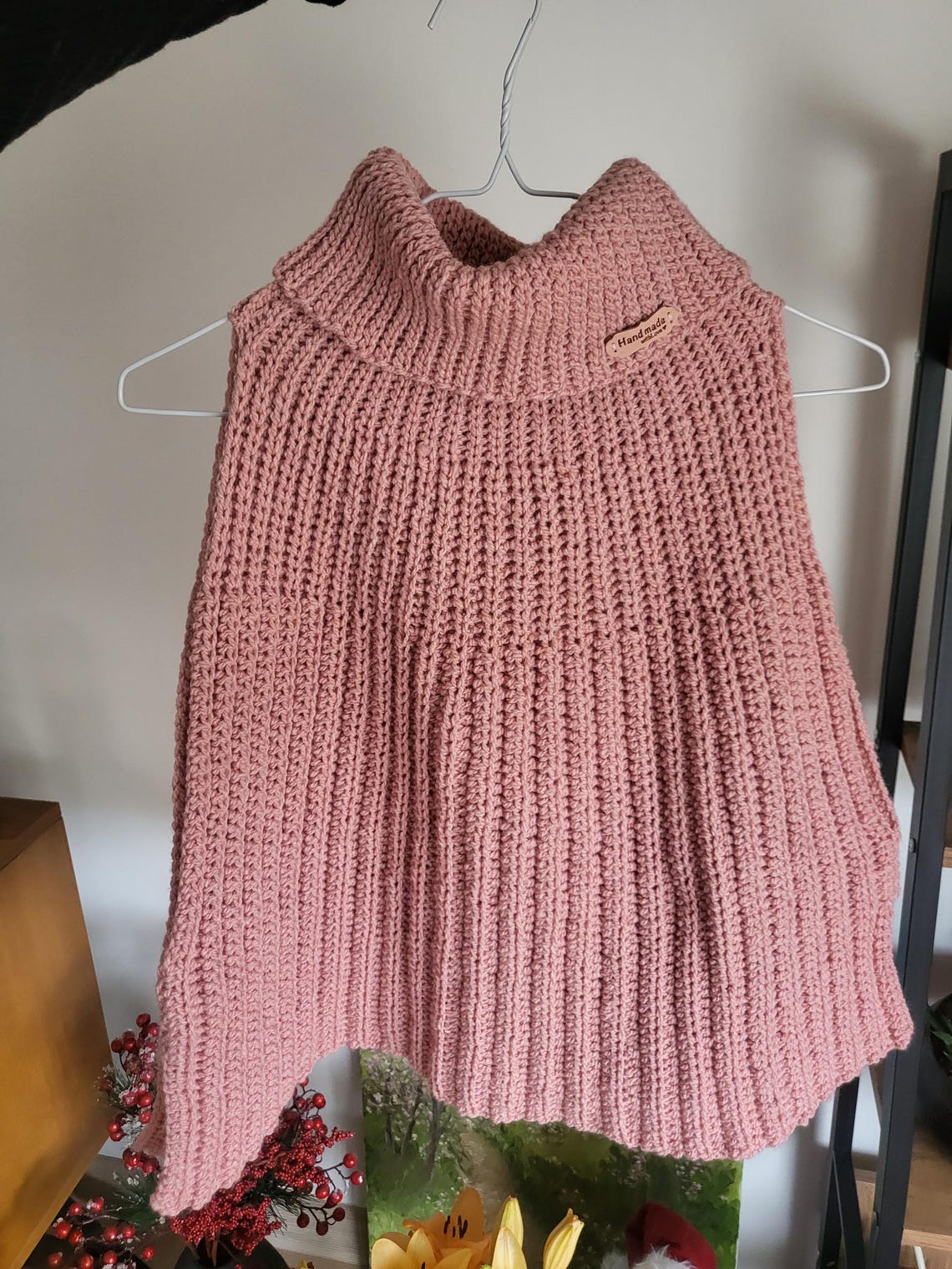 Free Arm Poncho – Sleeveless Crochet Poncho With Turtleneck - Etsy