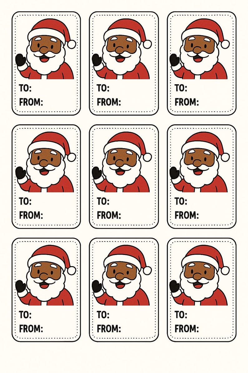 Black Santa Gift Tags - Blank - Etsy