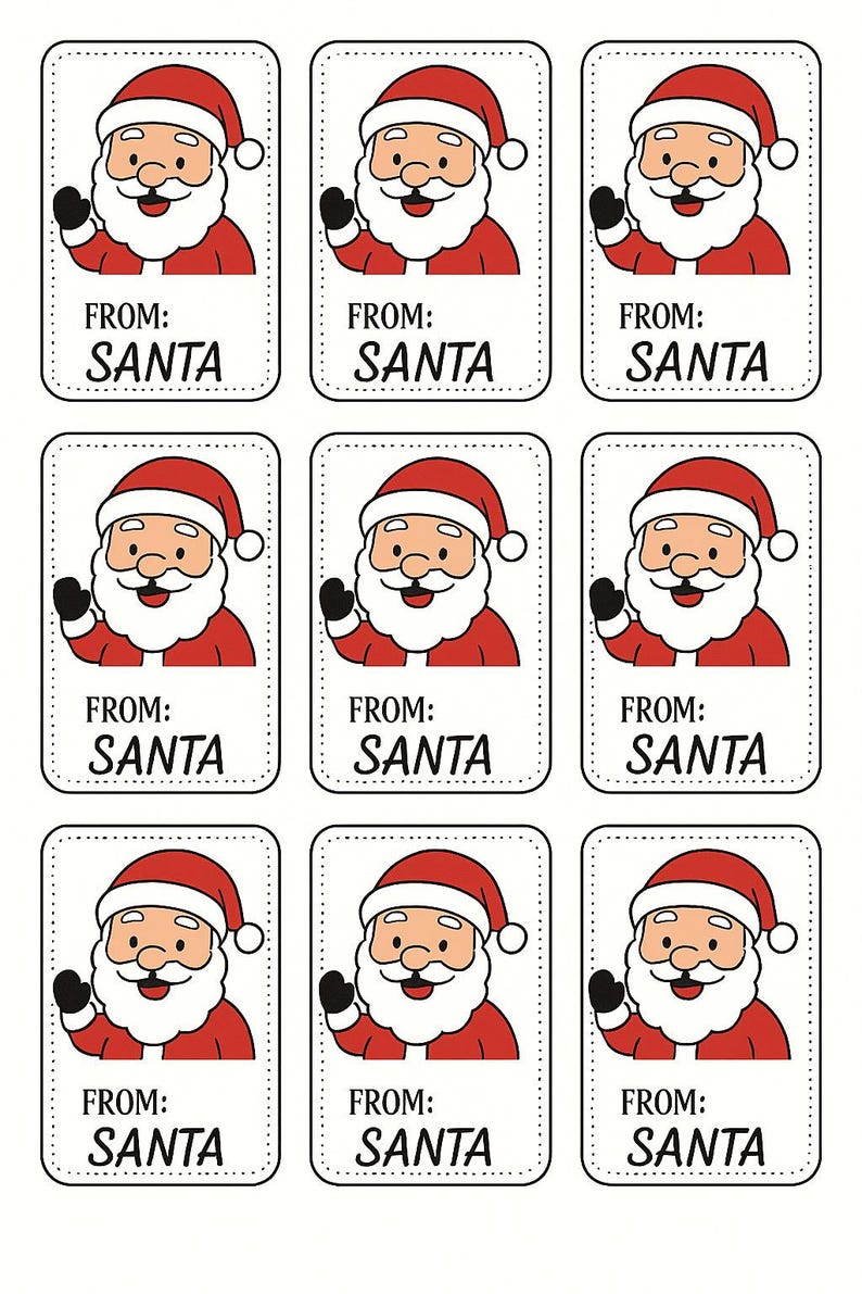 Black Santa Gift Tags - Blank - Etsy