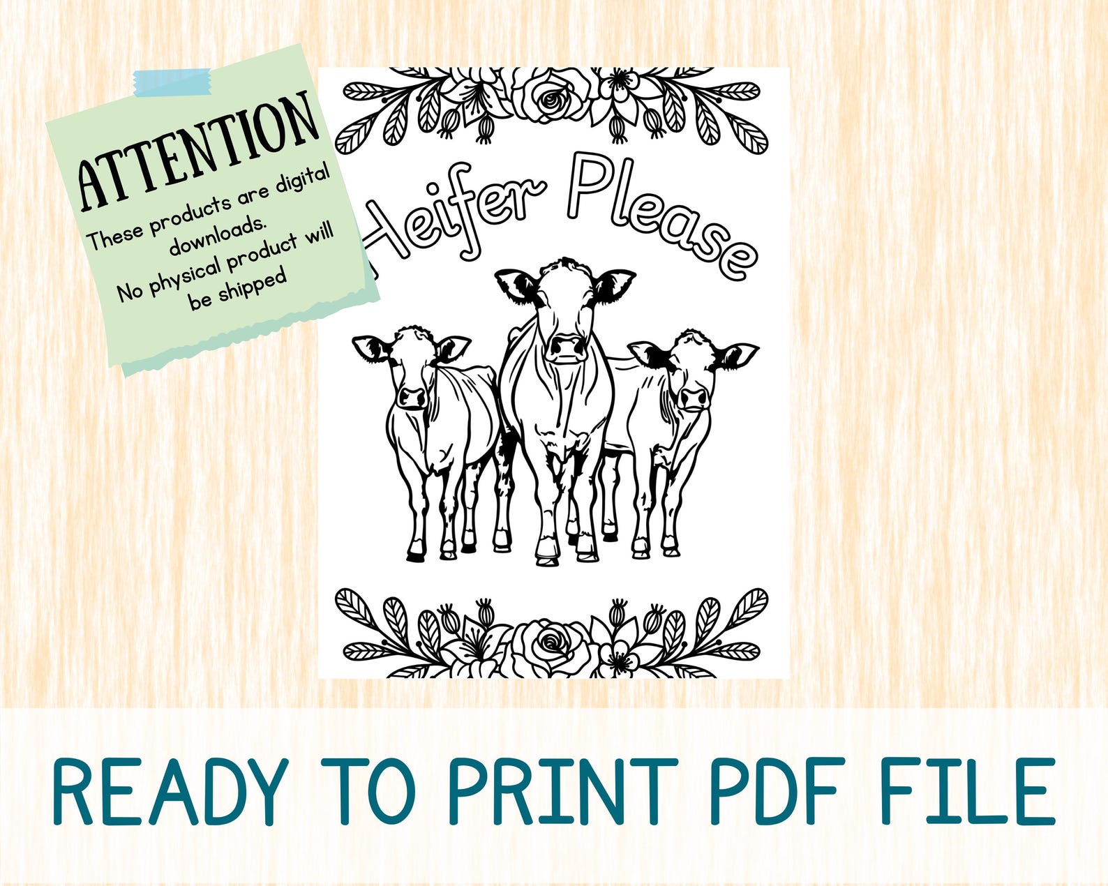 Heifer Please Coloring Page | Adult Printable Cow Coloring Sheet With ...