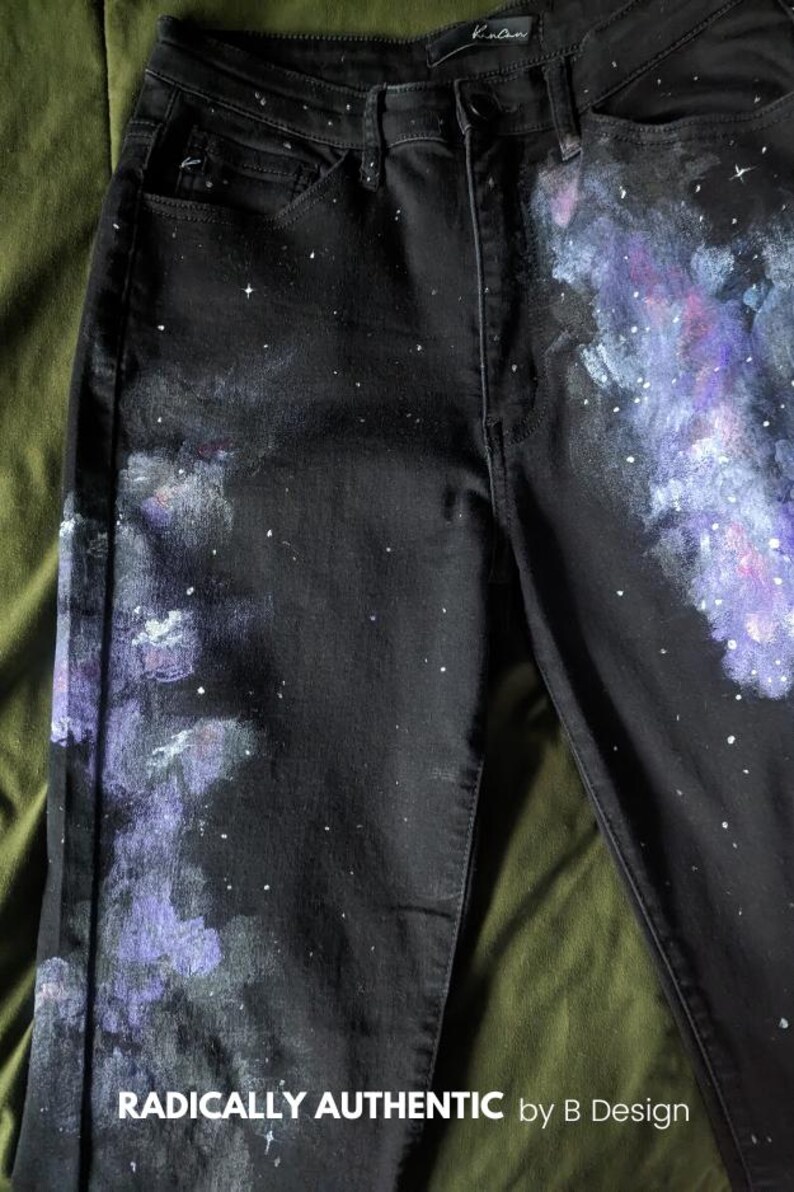 Galaxy Jeans, Full Moon Pocket, Custom Painted on YOUR OWN Pants - Etsy