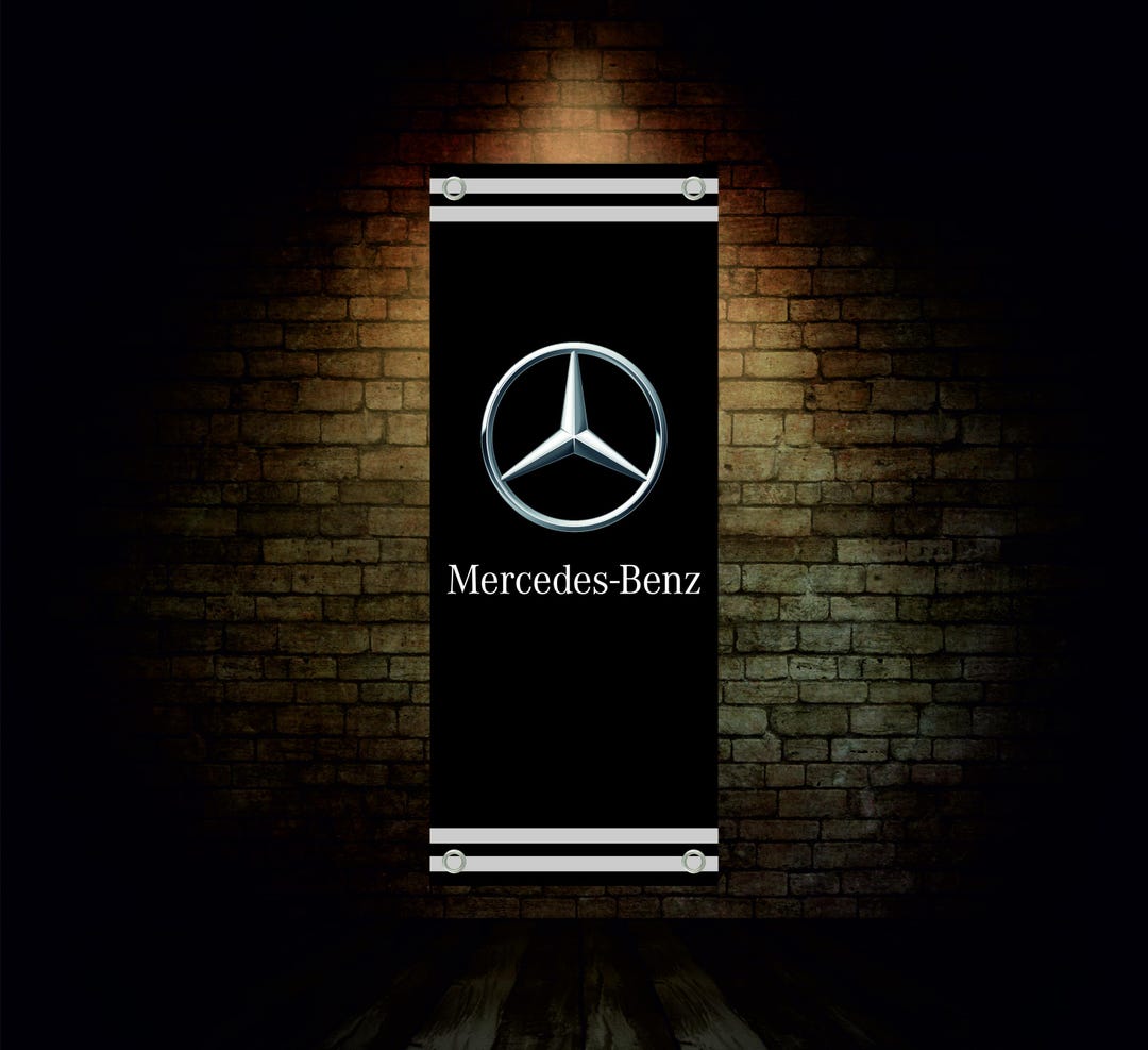 Mercedes Logo Vinyl Banner - Garage, Office, Showroom Decor - Etsy