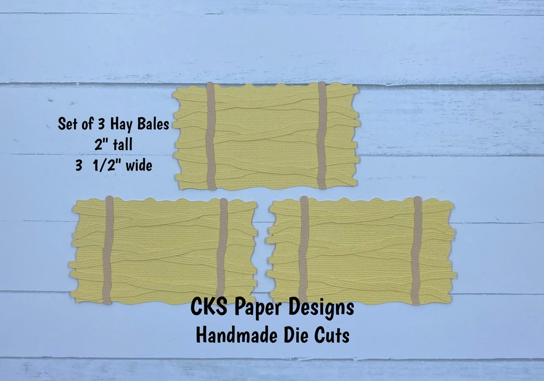 Handmade Paper Die Cut HAY BALES Set of 3 Fall Farm Scrapbook Page ...